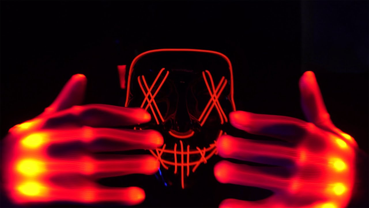 Purge LED Mask and gloves costume - YouTube