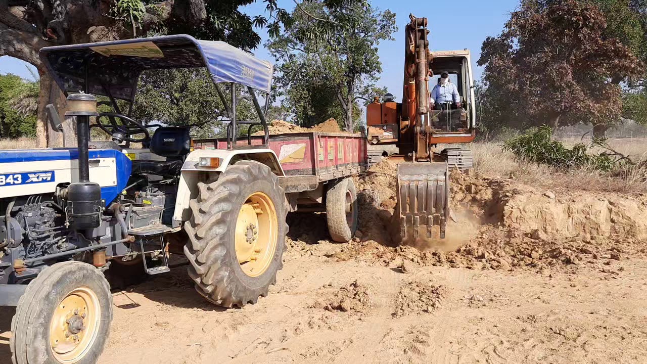Swaraj Tractor Loading Video | Swaraj Tractor Loading By Mini Exavator ...