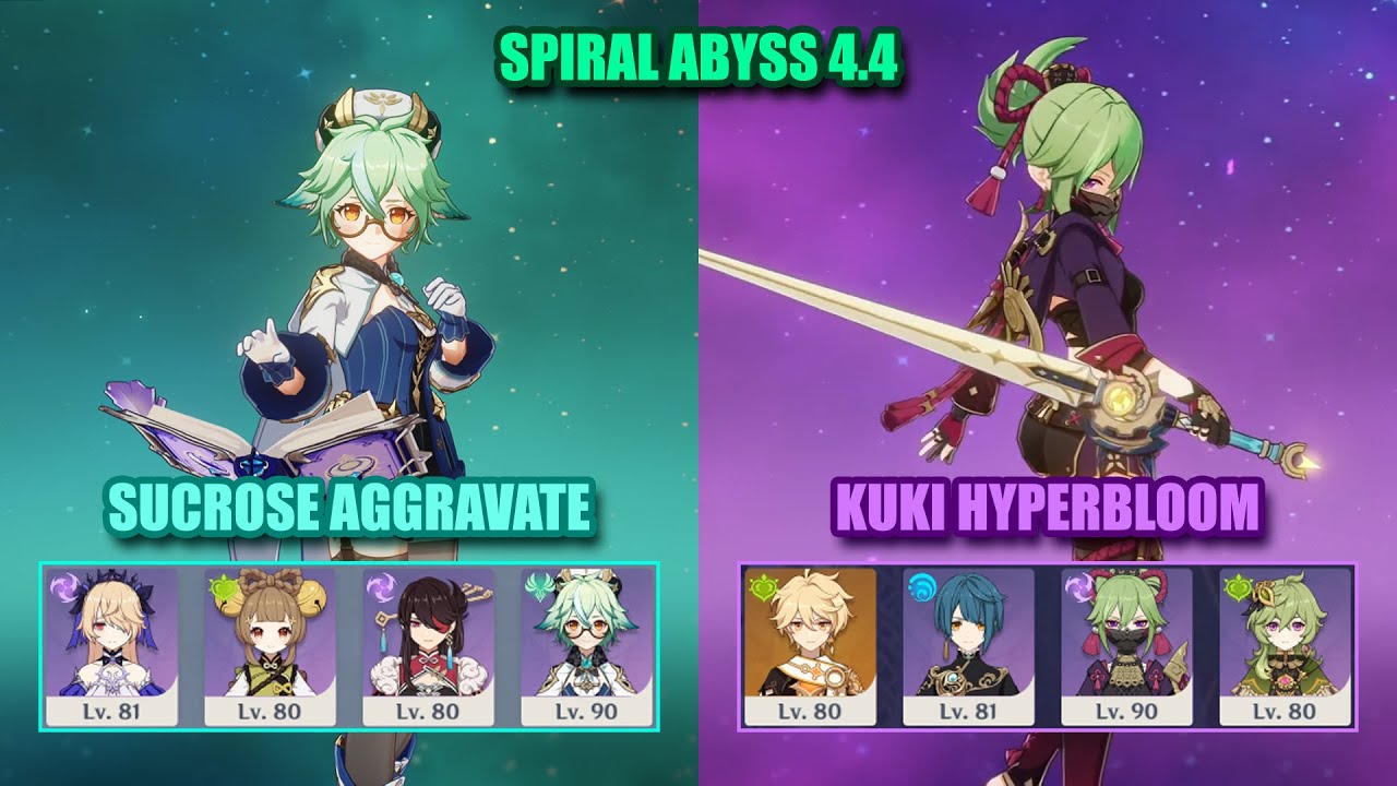 F2P Sucrose Aggravate & F2P Kuki Hyperbloom | Spiral Abyss 4.4 ...
