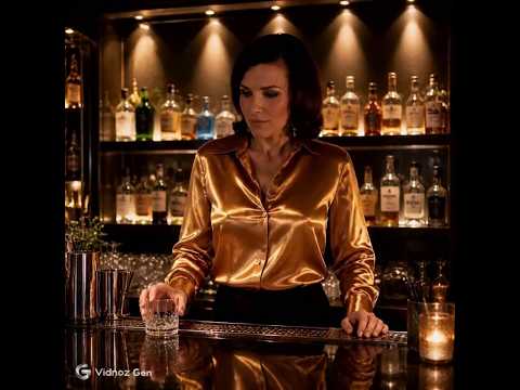 90s Gold Satin Blouse. (TV Movie AI Animated)