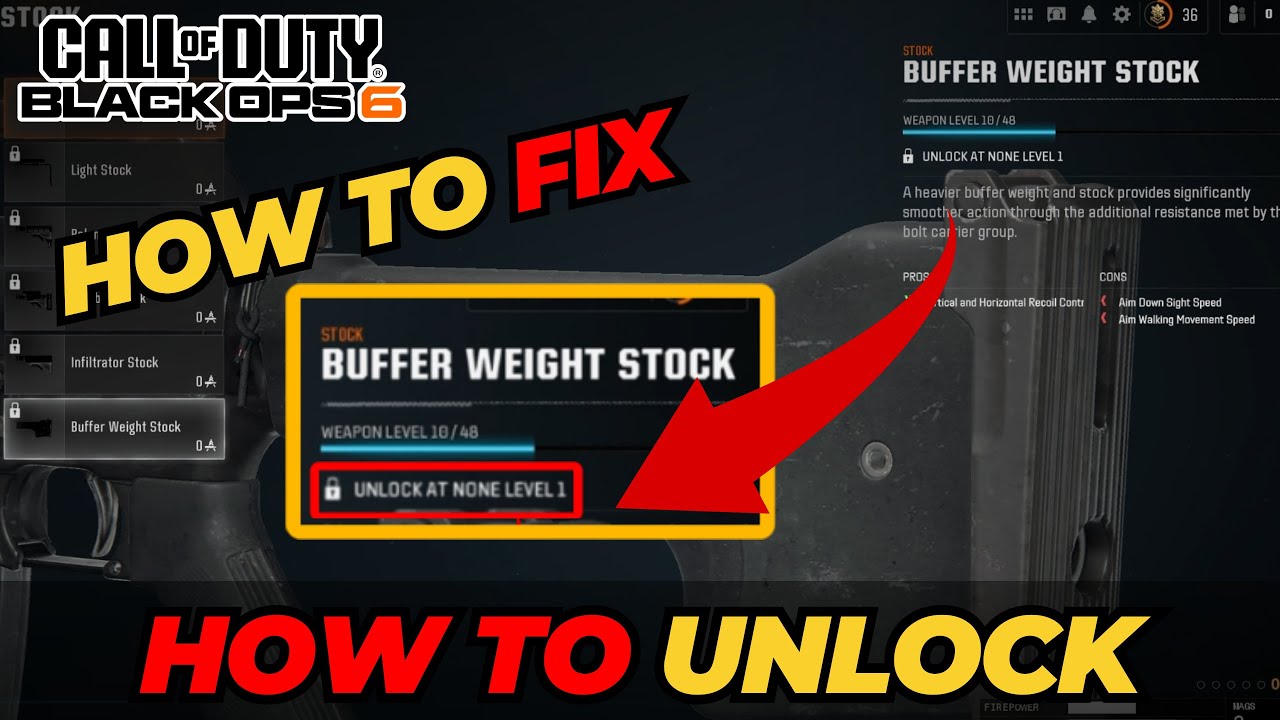 Black Ops 6: "UNLOCK AT NONE LEVEL 1" Fix! | How to Unlock Buffer Weigh ...