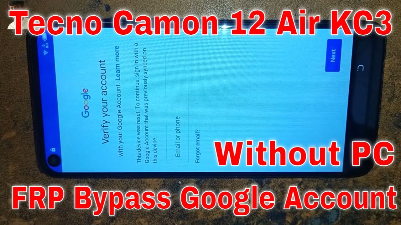Tecno KC3 FRP Bypass | Tecno Camon 12 Air Google Account Bypass Android ...