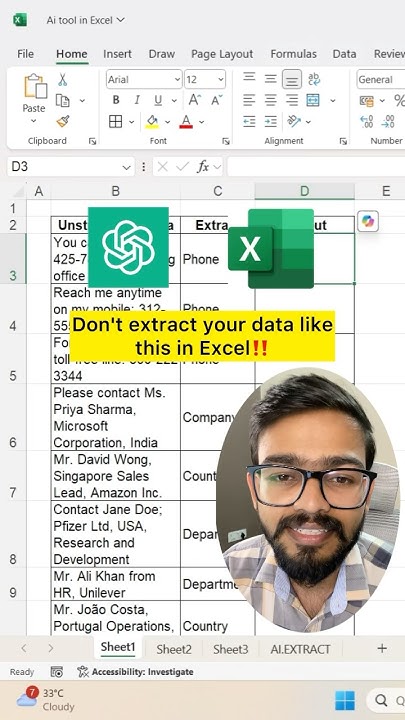Don't Extract Data like this in Excel‼️Instead Use Amazing AI Tool #excel #exceltips #ai - YouTube