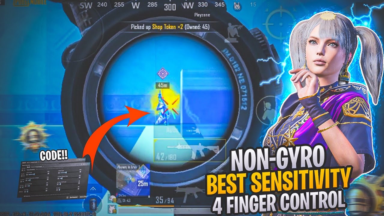 BGMI NEW🔥BEST NON GYRO SENSITIVITY CODE + 4 FINGER CONTROL SETTINGS FOR ...