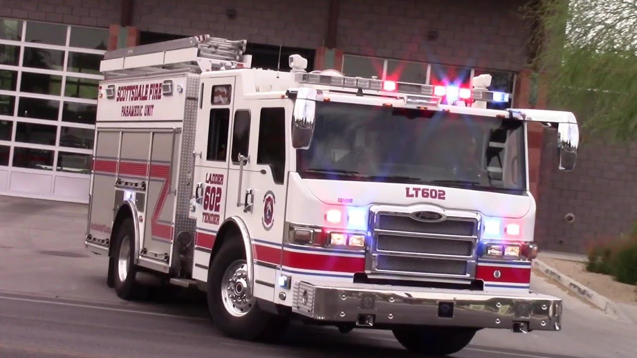 Scottsdale Fire Dept. Ladder Tender 602 Responding (w/ Air Horn) - YouTube