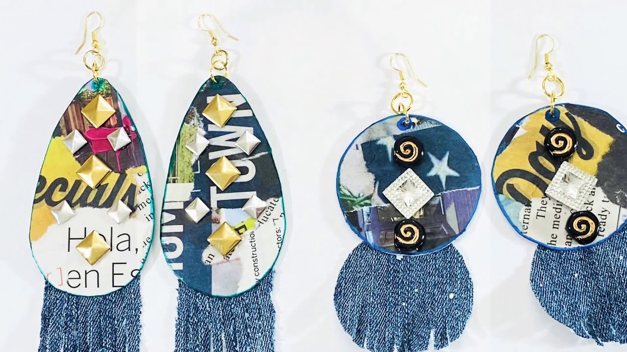 How to Make Paper Collage Earrings Part 2 - YouTube