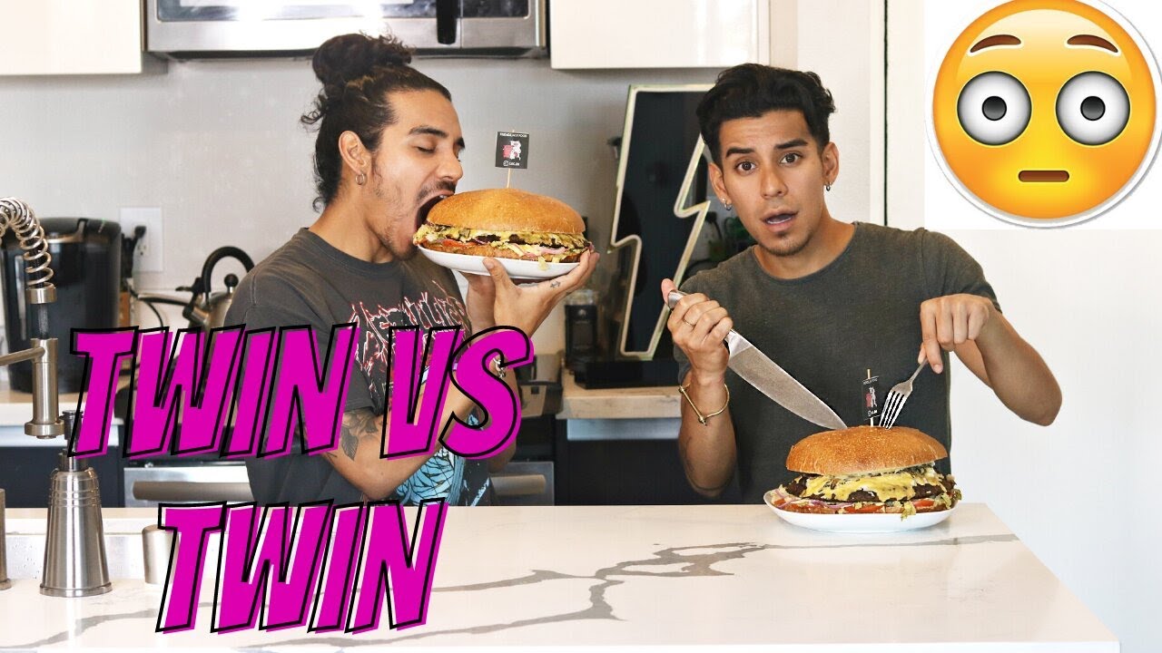 Twin vs Twin 5LBS Burger Challenge - YouTube