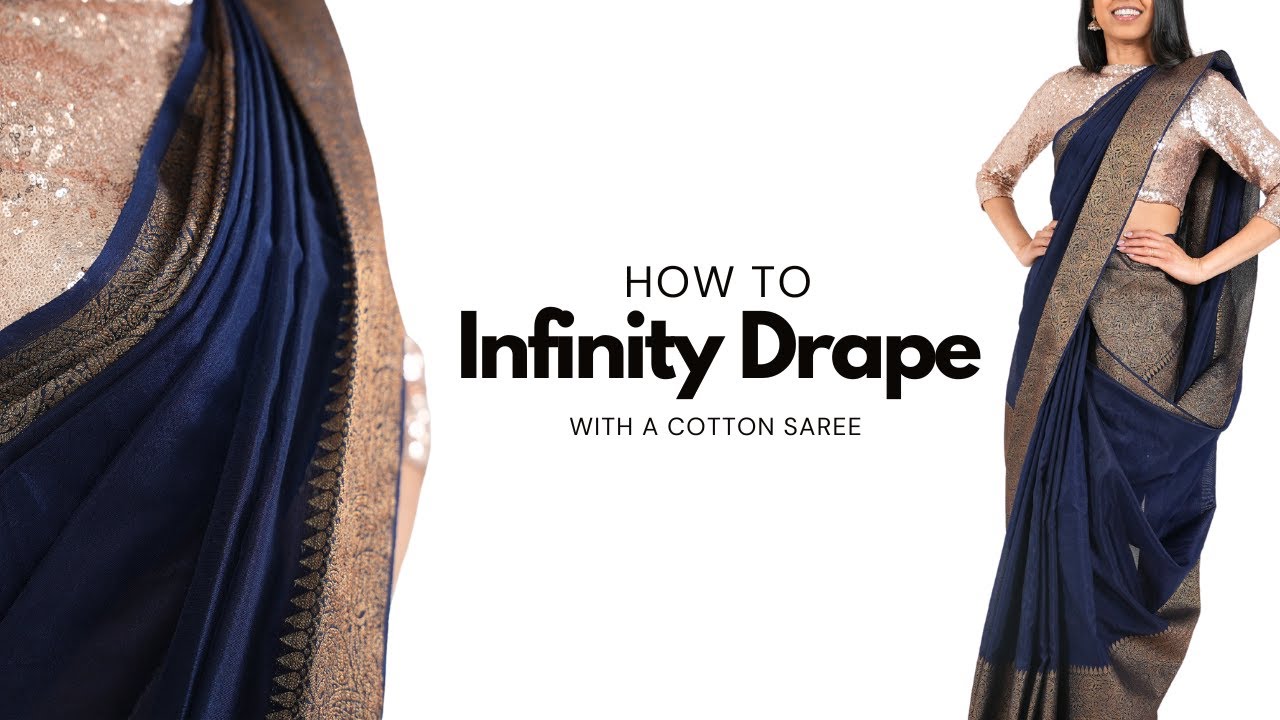 Infinity Drape in a Cotton Saree | lakshmi saree draping | Different ...