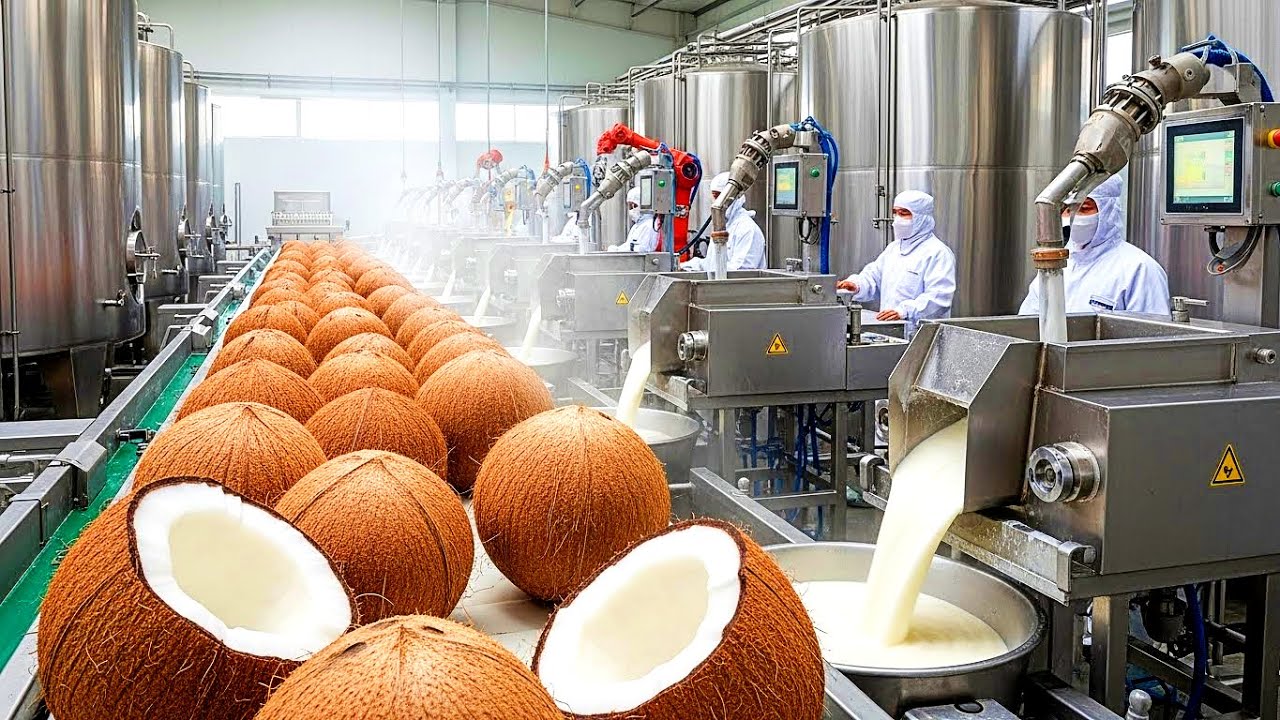 Inside the modern production line: the coconut milk production process ...