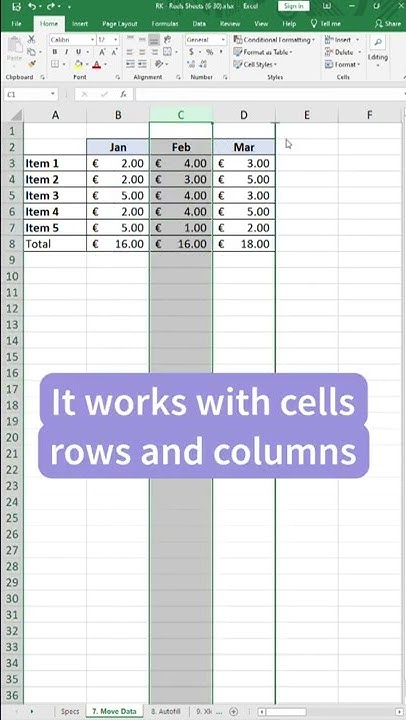 Excel Tips & Tricks | Drag & Drop data Move Rows, columns and ranges | #shorts - YouTube