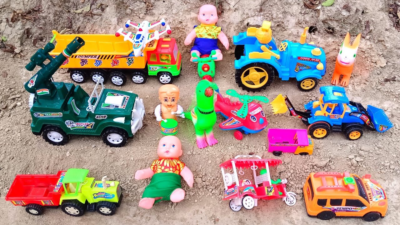 jcb wala cartoon | rohit toy ka video | tractor, train, rabbit dumper ...