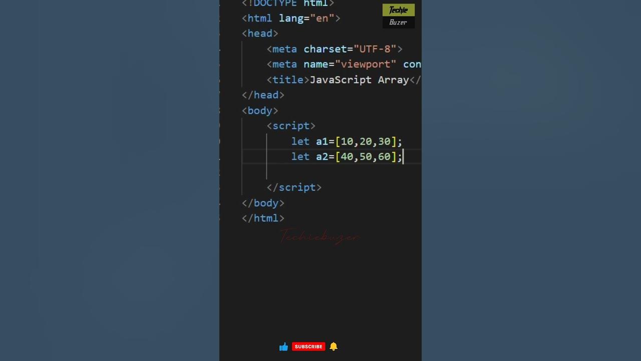Add 2 arrays in Javascript | Java Script Arrays | Techiebuzer #array #javascript #adding #math # ...