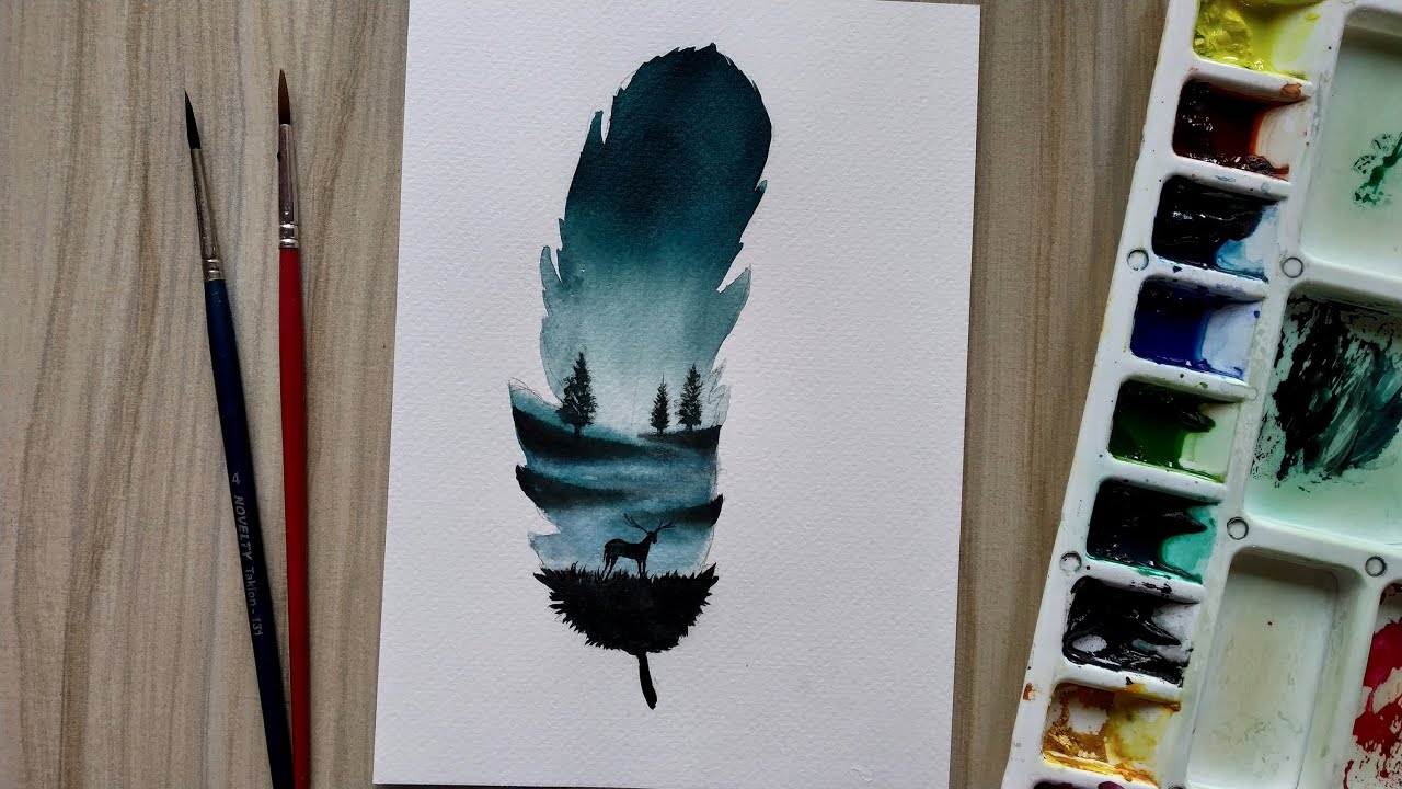 How to Paint a Watercolor Feather for Beginners | Easy Watercolor ...