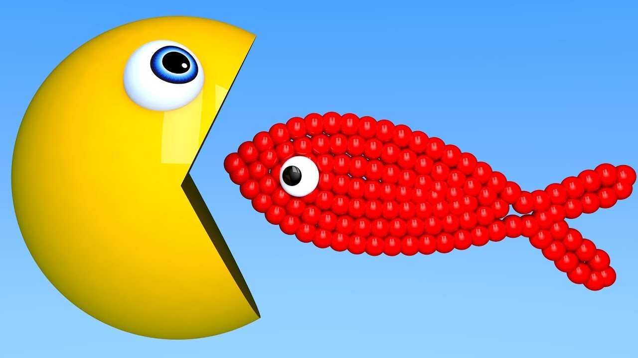 Learn Colors with PACMAN and Fish Shapes Underwater for Kid Children ...