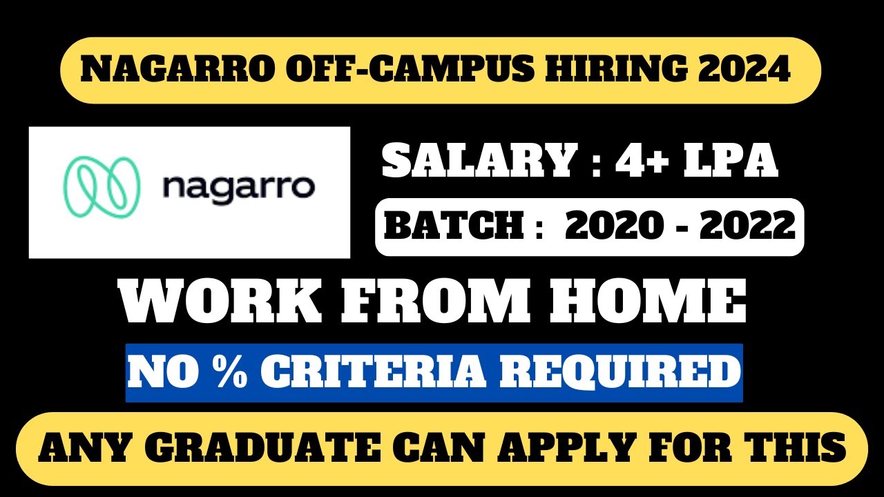 NAGARRO OFF CAMPUS HIRING | 2021-2024 ELIGIBLE | ANY GRADUATE | SALARY: 4+ LPA | Work From Home ...