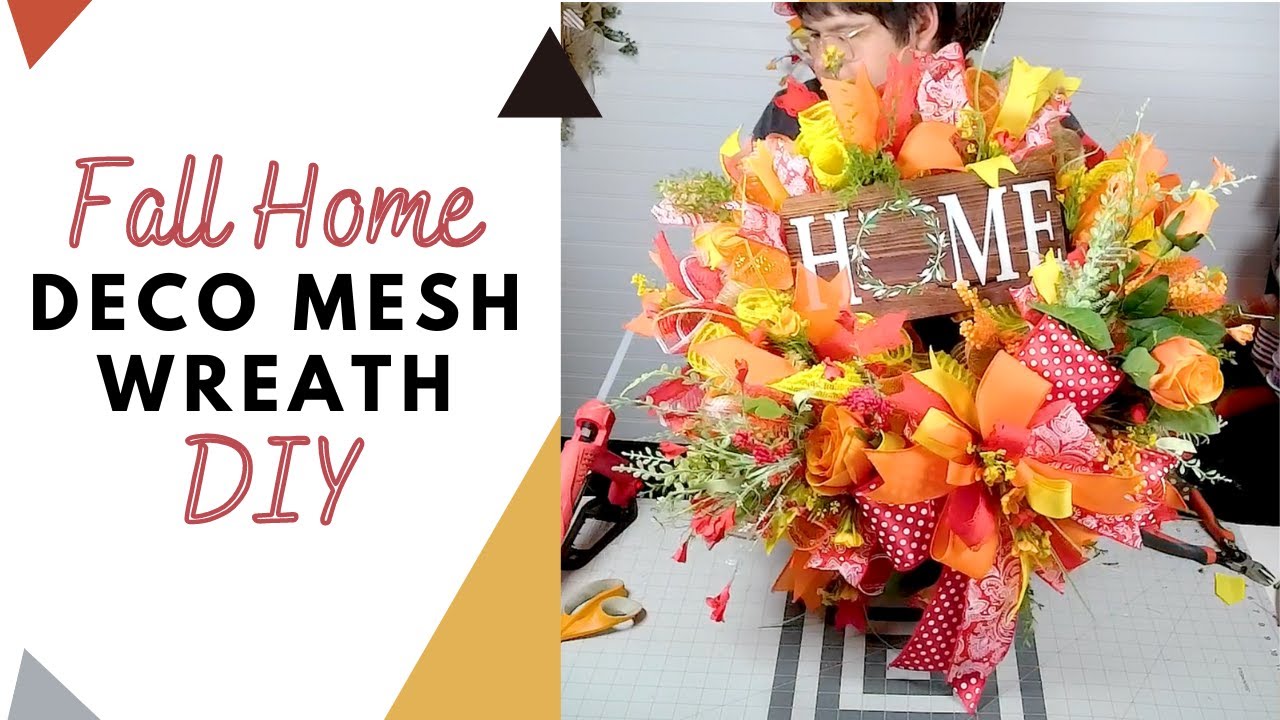 Fall Home Deco Mesh Wreath - YouTube