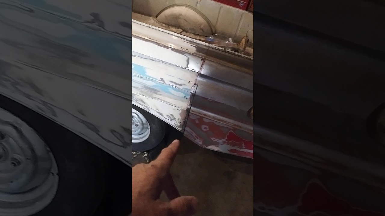 65 Ford Falcon Ranchero sheet metal work on the driver side rear corner ...