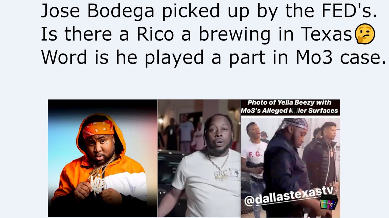 Jose Bodega picked up by the FED's. Is there a Rico a brewing in Texas🤔 ...