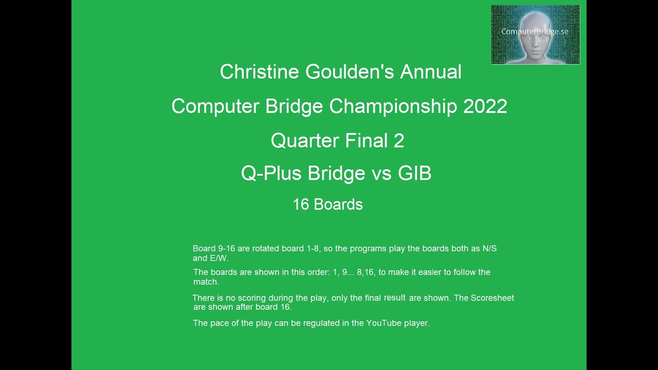 Christine Goulden's Computer Bridge Championship 2022 - QF2 - Q-plus ...