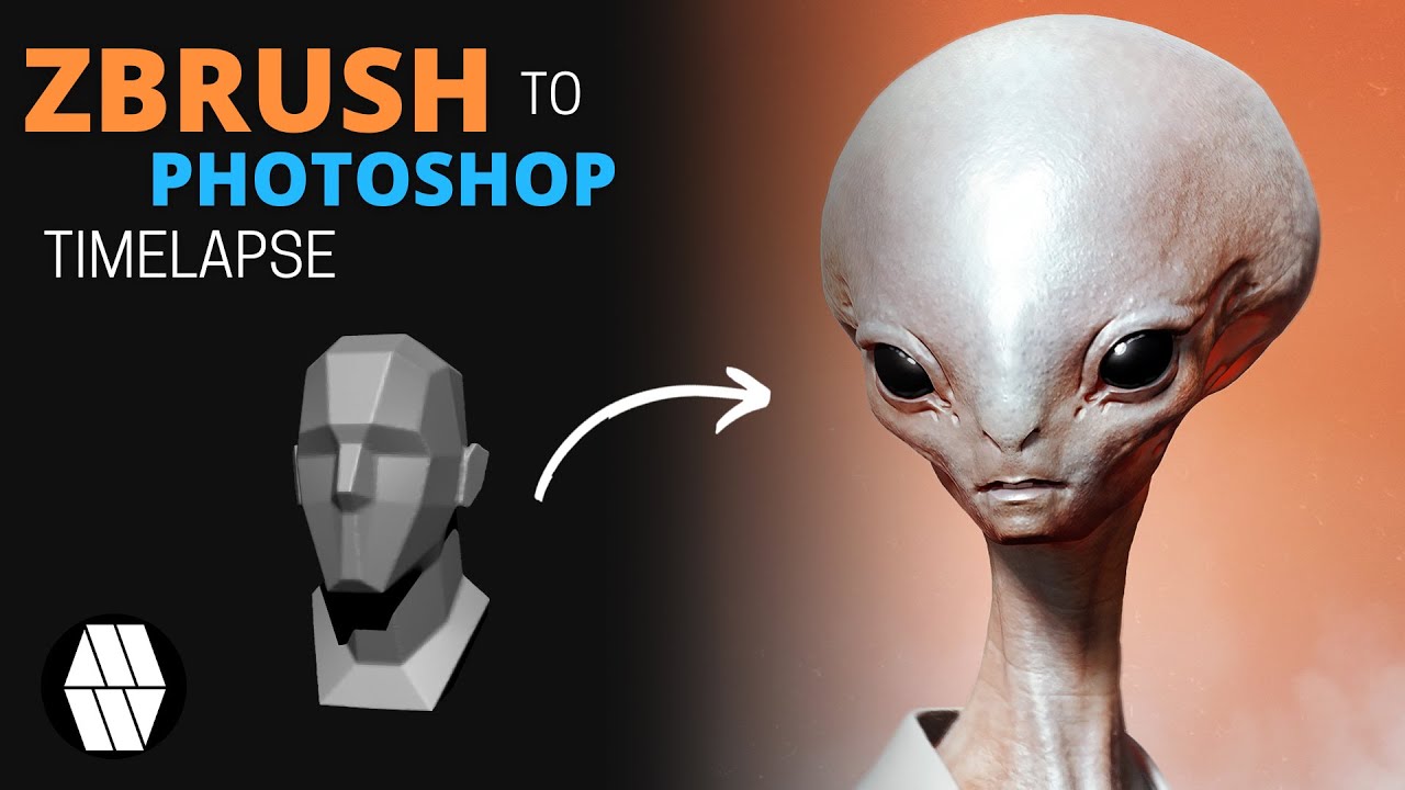 ZBrush to Photoshop Timelapse - 'Alien Bust' Concept - YouTube