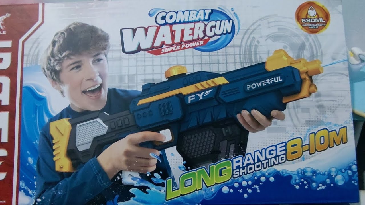 unboxing pistol air elektrik, combat water gun super power - YouTube
