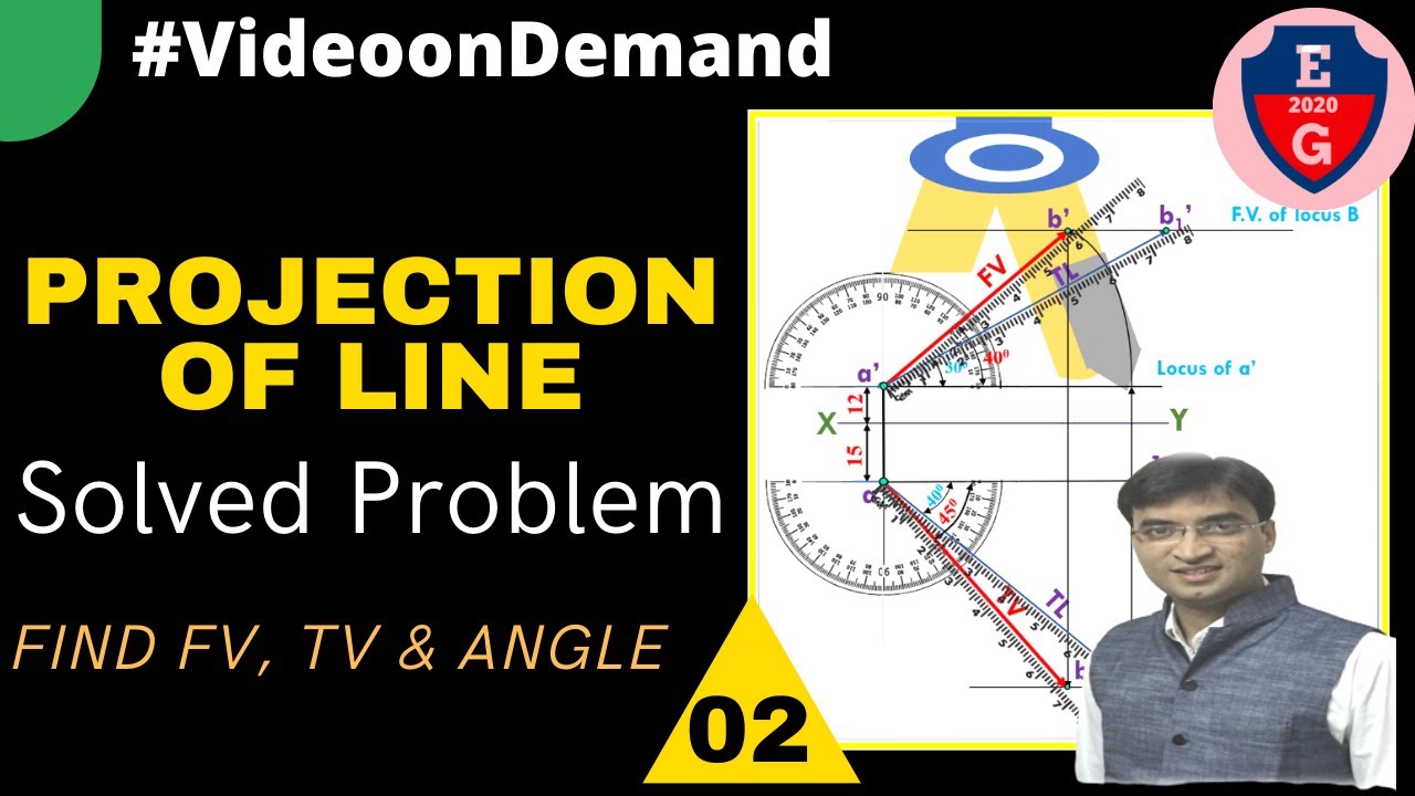 2| Projection of Line| Find length of FV & TV| TL angle| Solved Problem ...