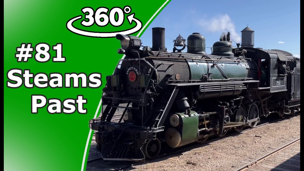 360° Steam Engine 81 along the Lincoln Highway and Gleason Creek in Ely ...