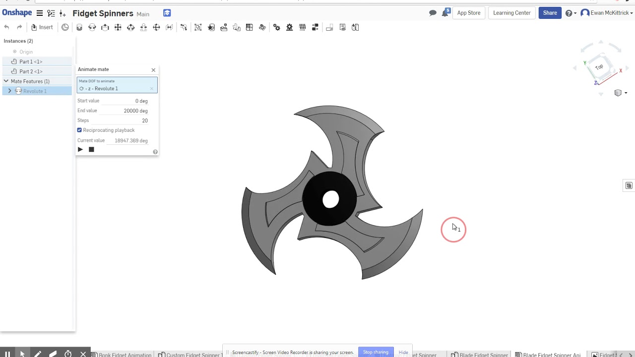 Onshape Blade Fidget Spinner Animation - YouTube