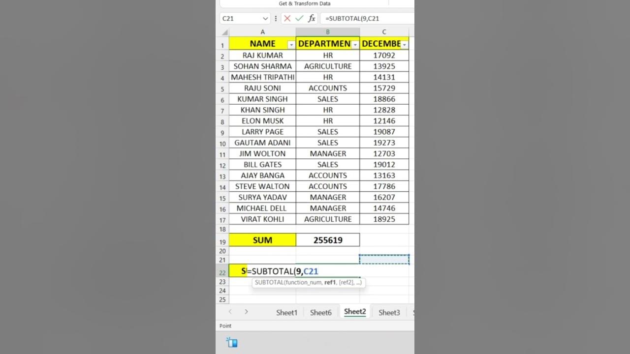 Subtotal Functionexcel Excelformula Excelworld Excelfunction Exceltech India New Ipl