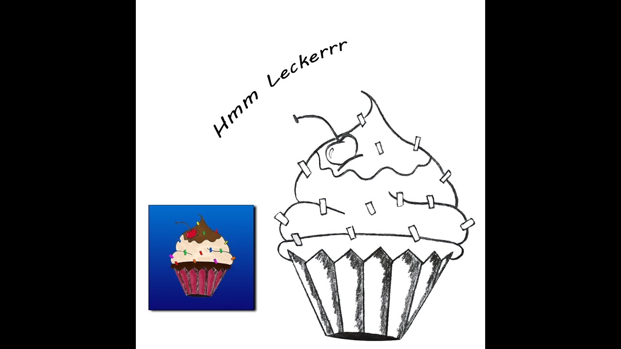 How to draw a Cupcake / Wie man ein Cupcake zeichnet - YouTube