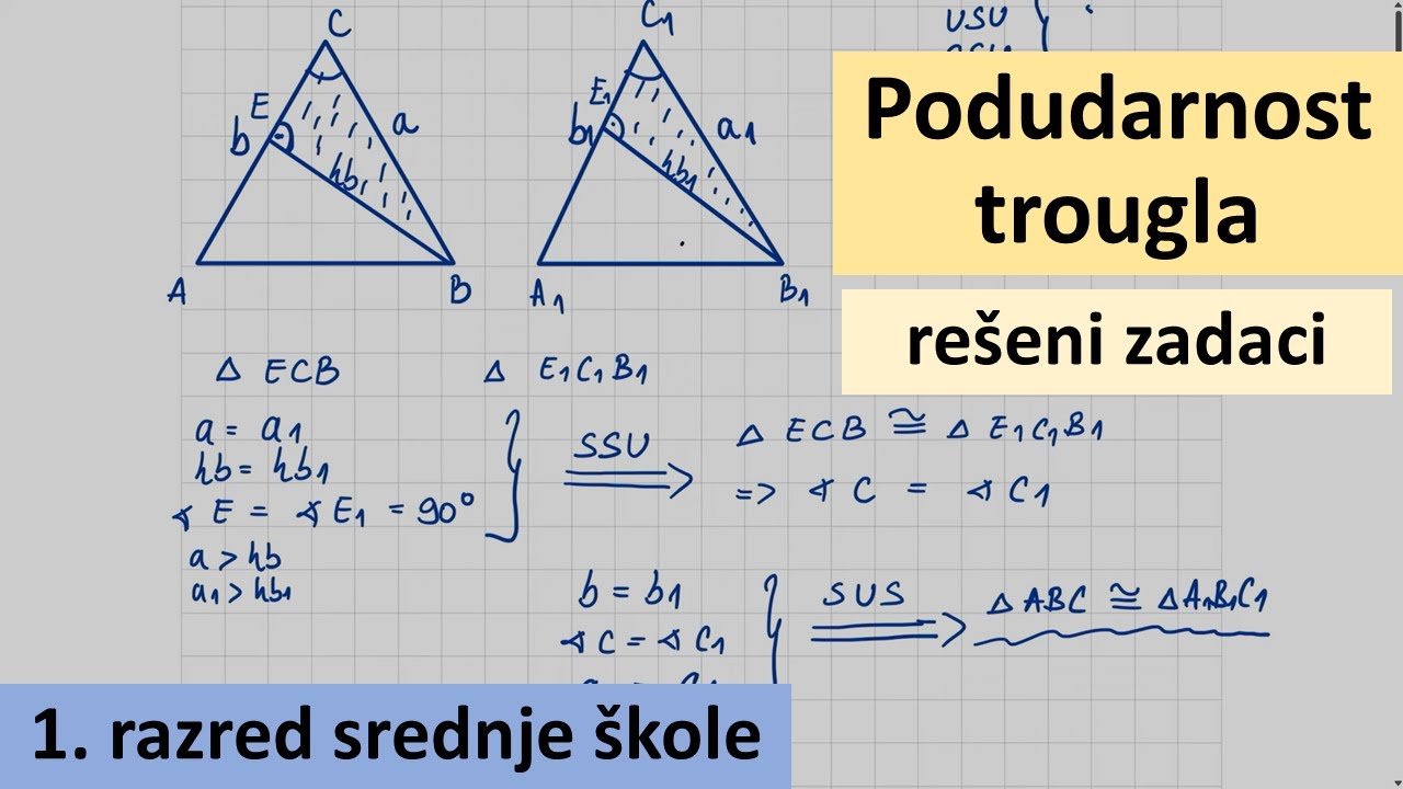 Trougao - podudarnost trougla i simetrale - matematika za 1 razred ...