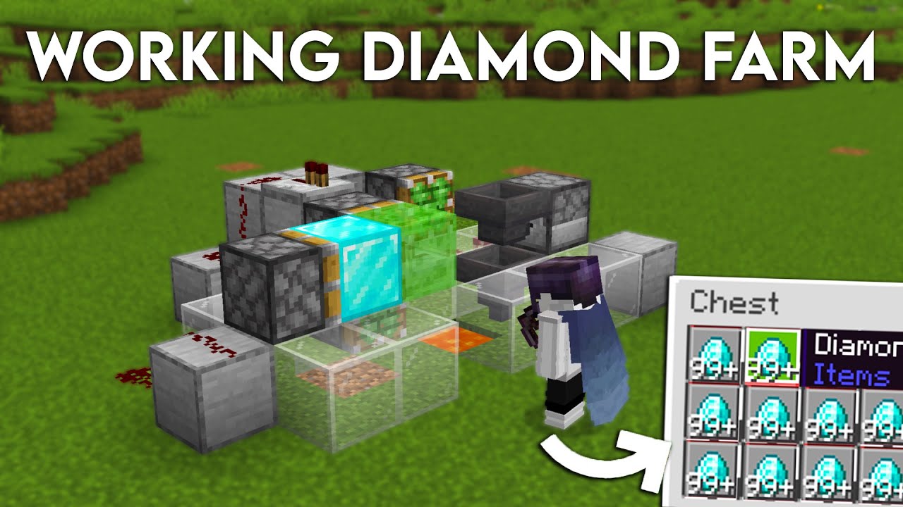 NEW WORKING DIAMOND FARM in Minecraft Bedrock 1.21 Update - YouTube