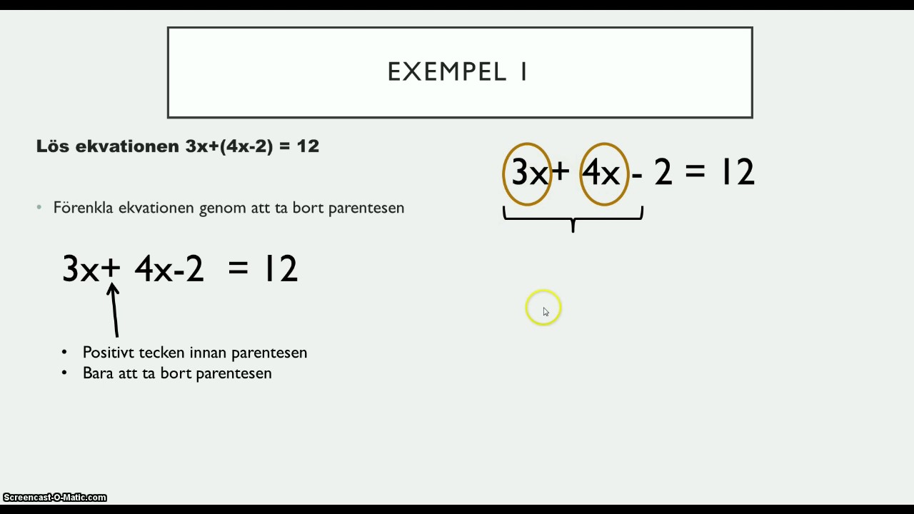Algebra och Ekvationer: Ekvationer: Lösa ekvationer med parentes - YouTube