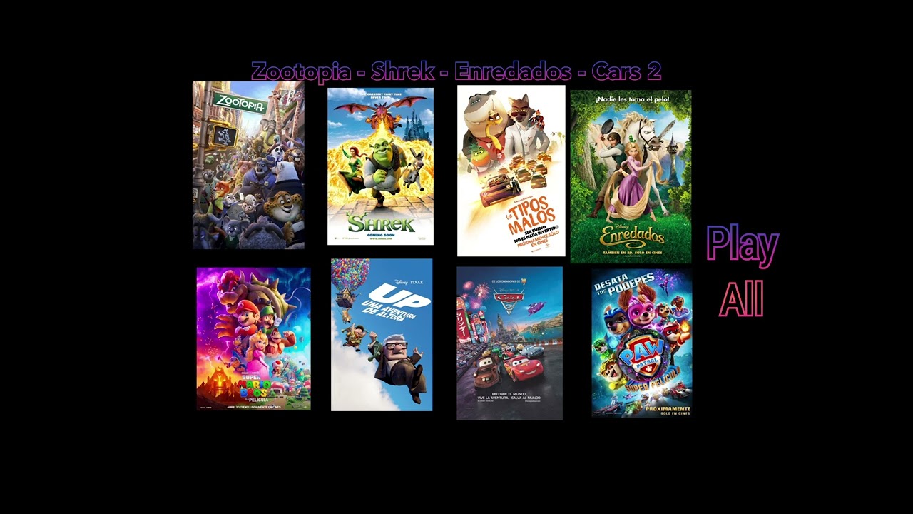Zootopia - Shrek - Enredados - Cars 2 8 En 1 DVD Menu Pirata - YouTube
