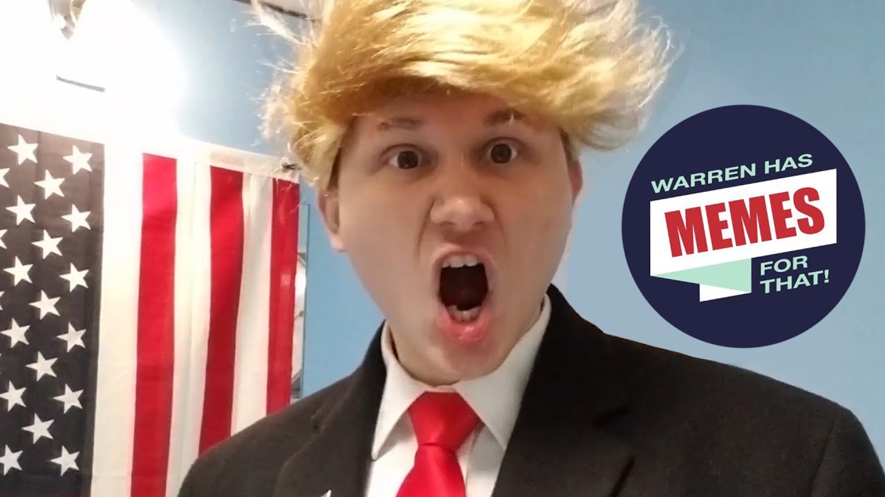 Trump Reacts to Warren's Wagon Meme Team - YouTube
