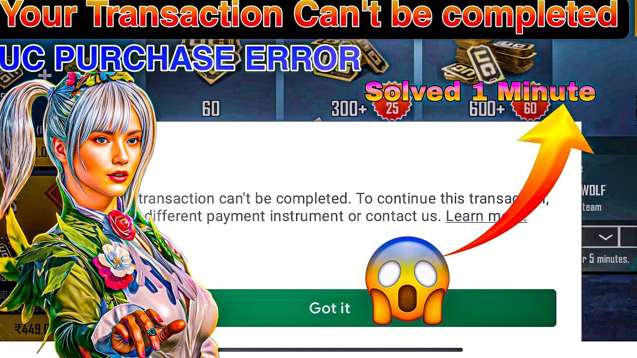 Your Transaction Can't Be Completed Google Play Error 2025 | Bgmi Uc ...
