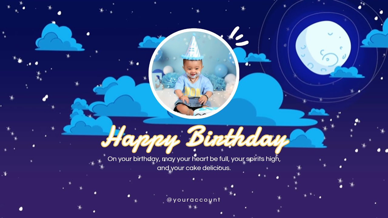 Free Cartoon Boy Happy Birthday Card Intro Video Template (Customizable ...