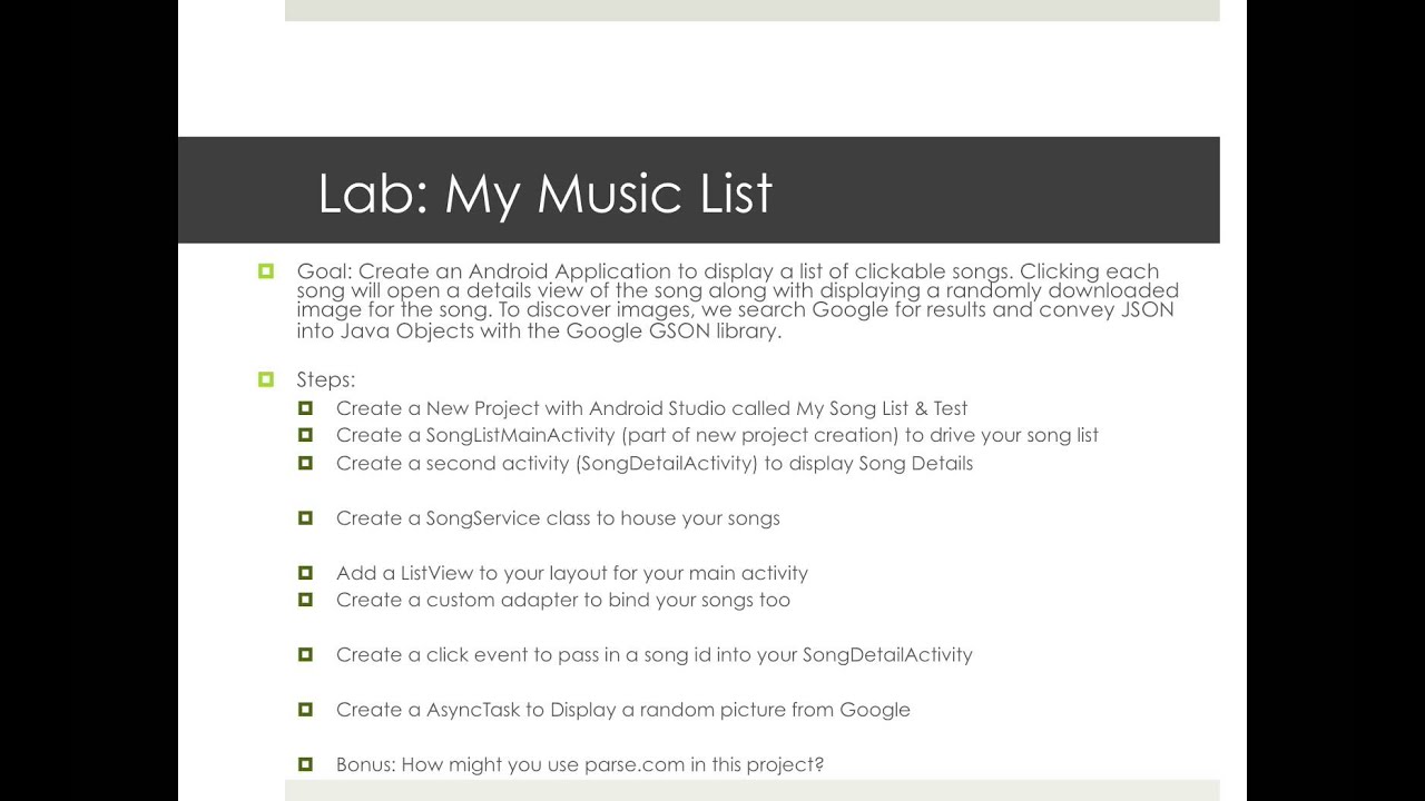 Lab2: My Music List Video 1 of 9 - YouTube