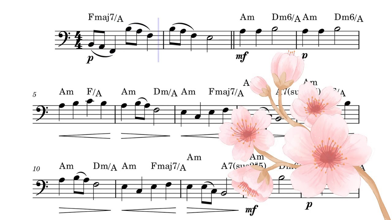 Sakura Sakura (Cherry Blossoms) - BASS CLEF INSTRUMENTS Sheet Music ...