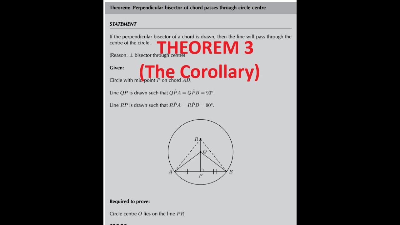 CIRCLE GEOMETRY THEOREM 3- Perpendicular bisector of chord passes ...