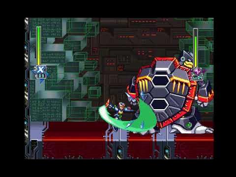 Mega Man X6 - Rainy Turtloid (No Damage, Xtreme, Lv.04, Blade Armor) - YouTube