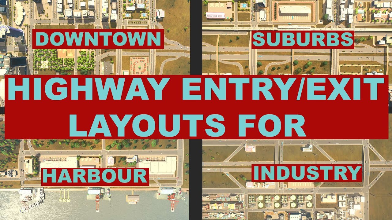 simple HIGHWAY ENTRY/EXIT layouts for cities skylines (No Mods). - YouTube