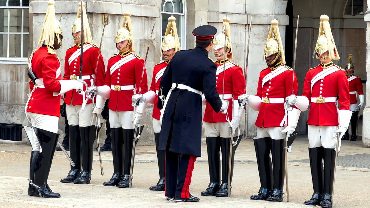 Officer INSPECTING King’s Guards one by one. - YouTube