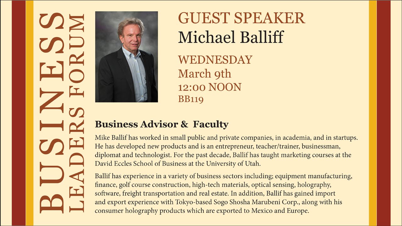 2016 Spring Business Lecture - Michael Ballif - YouTube