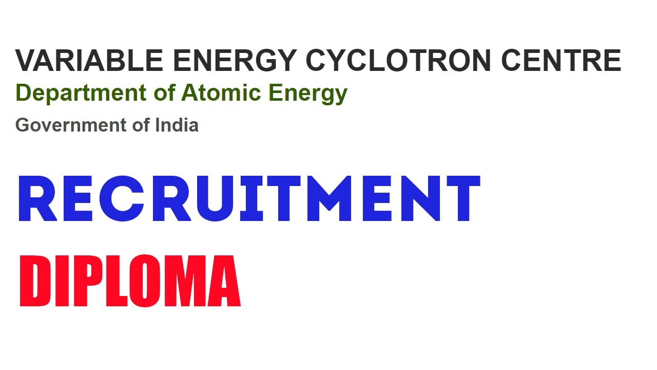 VECC (Variable Energy Cyclotron Centre), Kolkata | Recruitment - YouTube