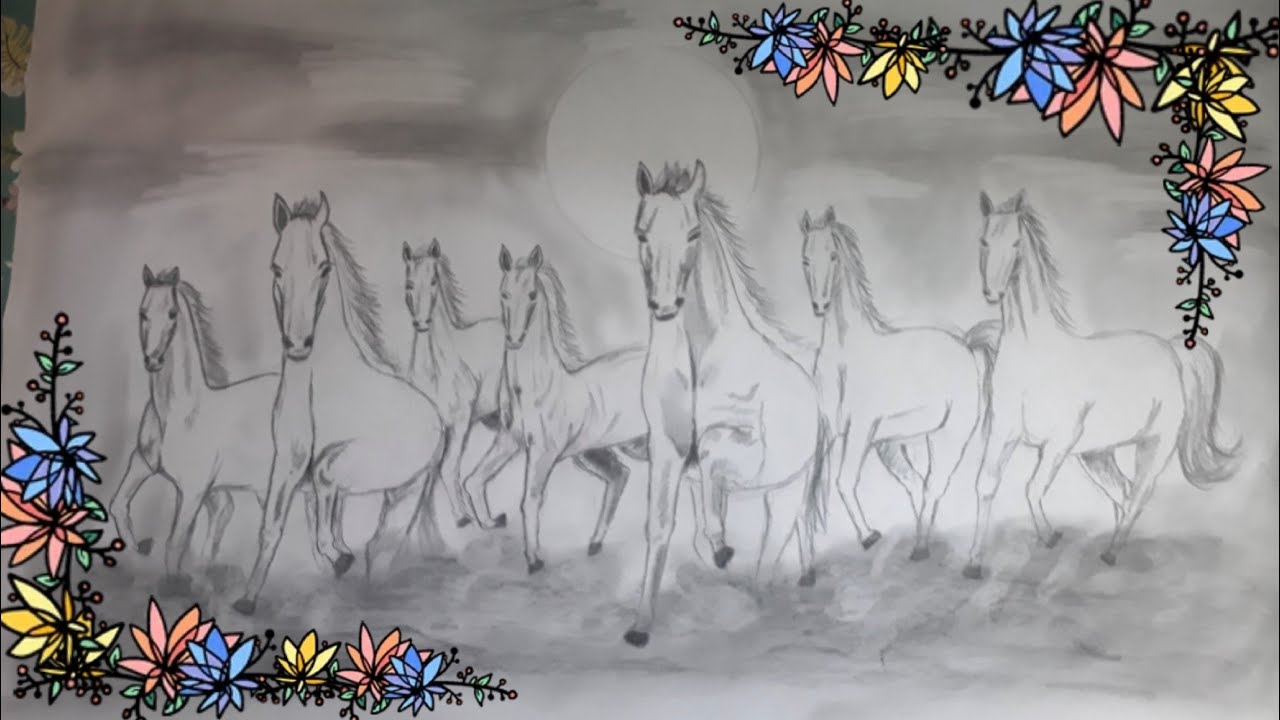 seven horses drawing 🐎 | #youtube #drawing #pencildrawing - YouTube