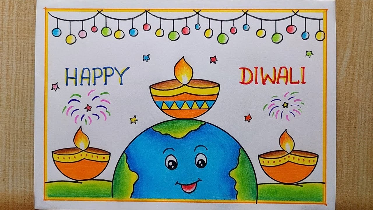 Very easy Diwali drawing easy| Diwali Diya drawing| Diwali Festival ...