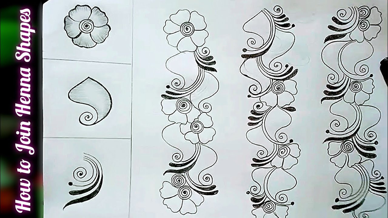 Mehndi Class #3 👉 l How to Join basic henna shapes l Pencil Mehandi Practice for beginners - YouTube