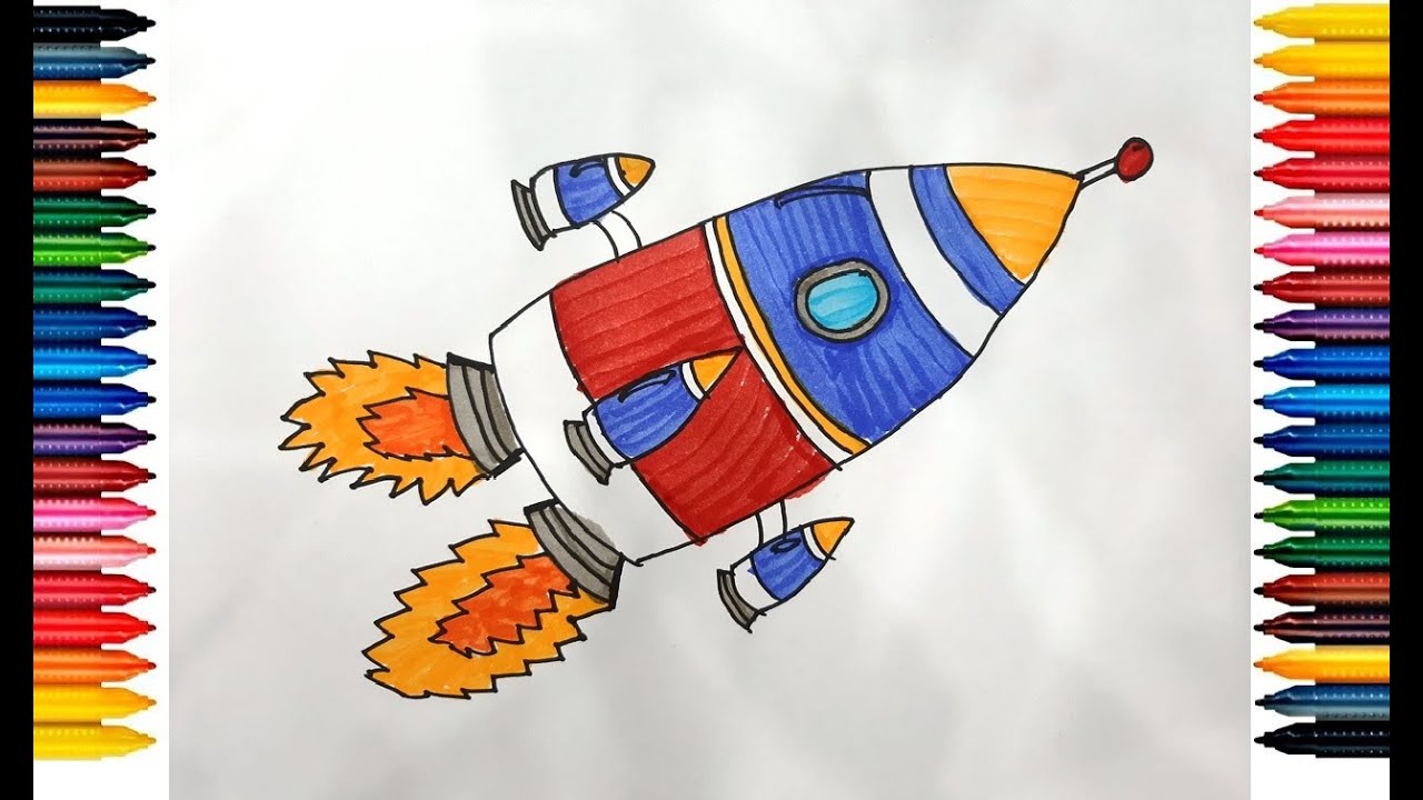 Rocket drawing for kids step by step - YouTube
