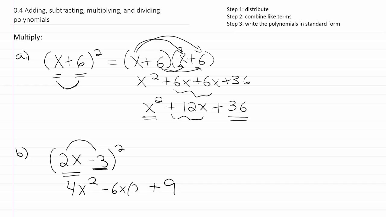 Algebra Videos: Polynomials, Squaring p2.4 - YouTube